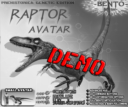Second Life Marketplace - {DEMO} Raptor [GENETIC EDITION] BENTO MESH ...